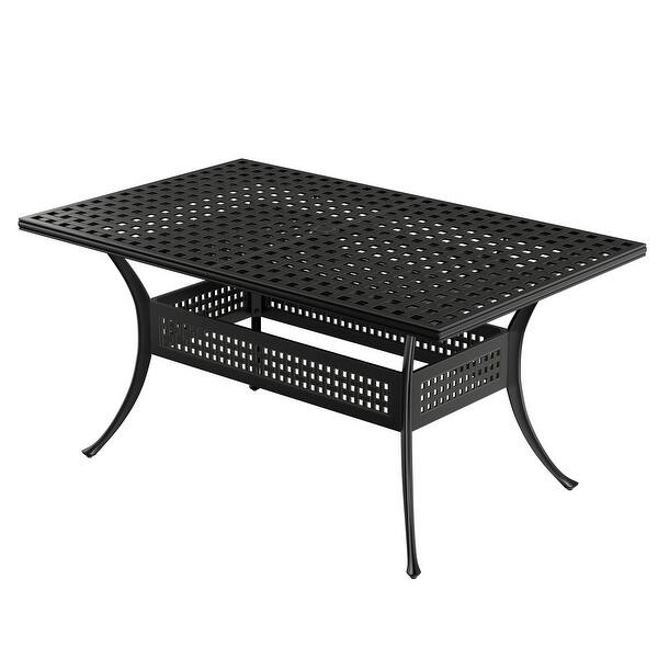 80" Patio Cast Alum Rectangular Extending Dining Table with Umbrella Hole - Bed Bath & Beyond ...